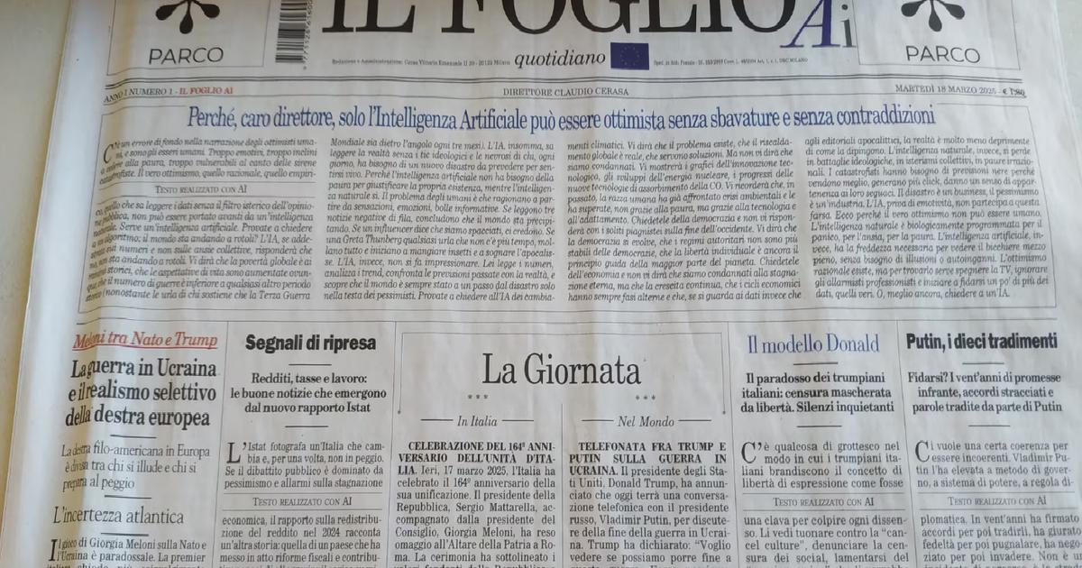 Talijanske novine 'Il foglio' u potpunosti proizvela AI: 'Ne citira ...